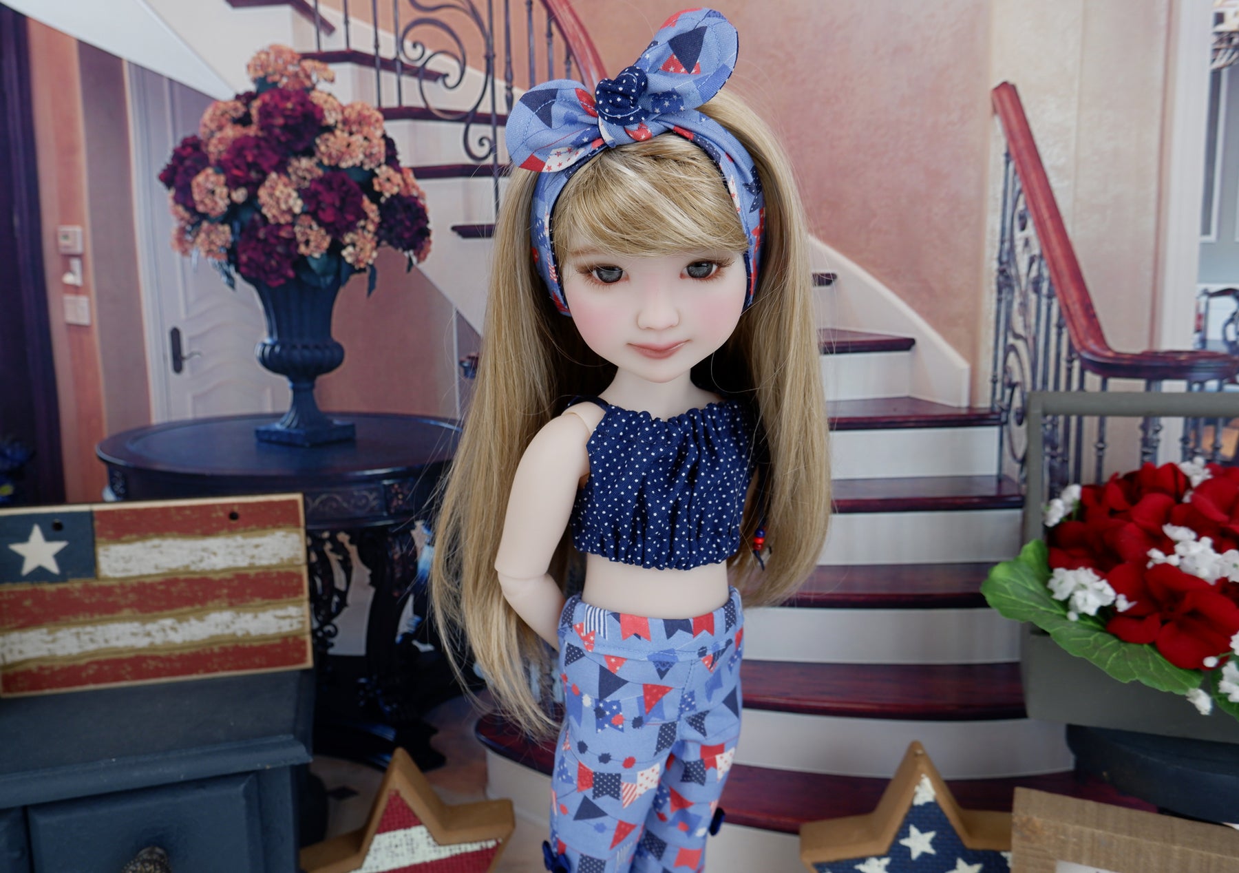 American Bunting - crop top & capris with sandals for Ruby Red Fashion ...