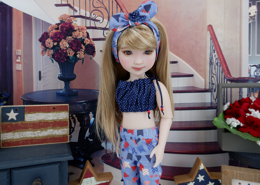 American Bunting - crop top & capris with sandals for Ruby Red Fashion ...