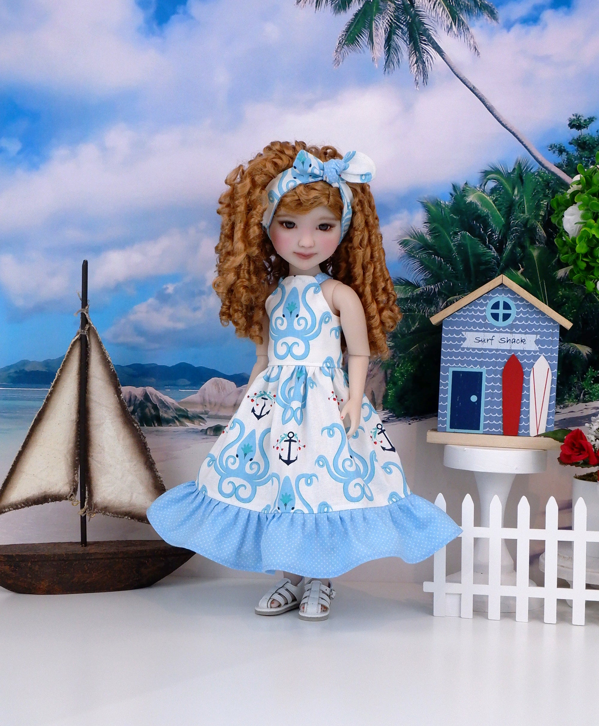 Sea Creature - dress with sandals for Ruby Red Fashion Friends doll ...