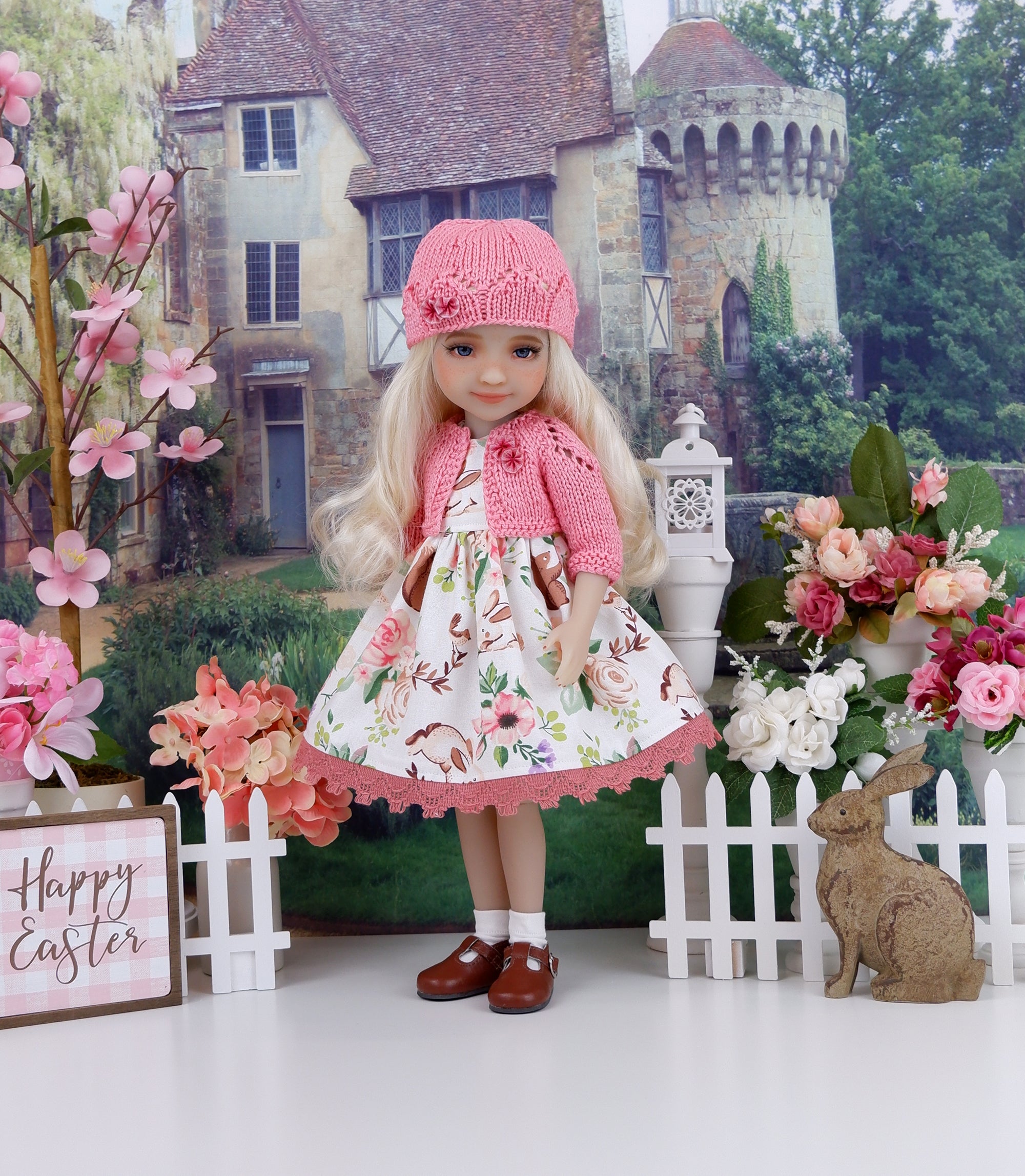 Wee Brown Bunny - dress and sweater set with shoes for Ruby Red Fashio ...